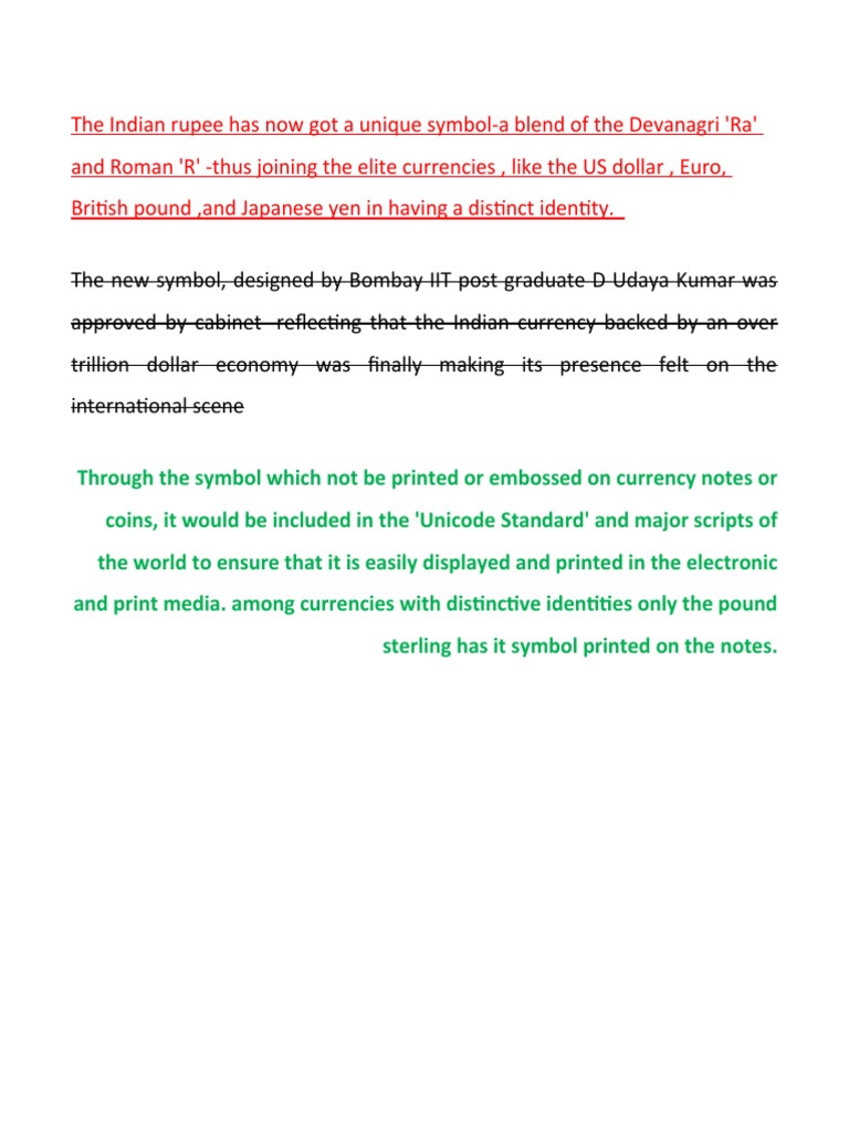 The Indian Rupee Has Now Got A Unique Symbol | PDF | Sports ...