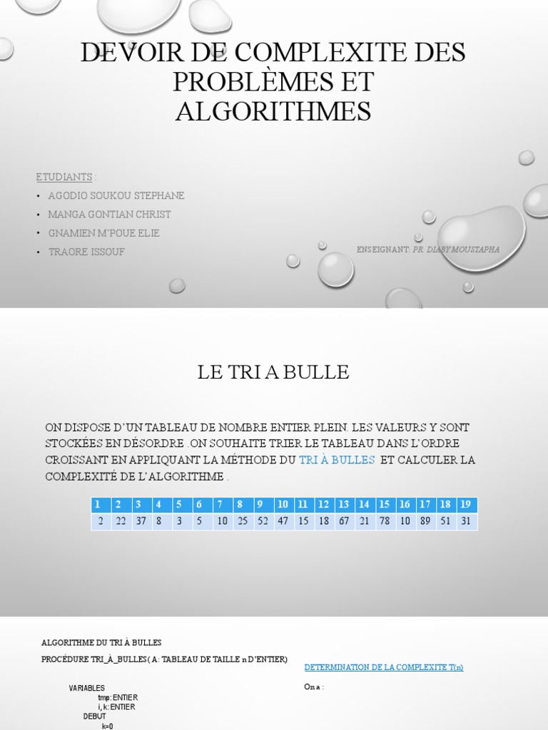 Algorithme de tri à bulles et complexité | PDF