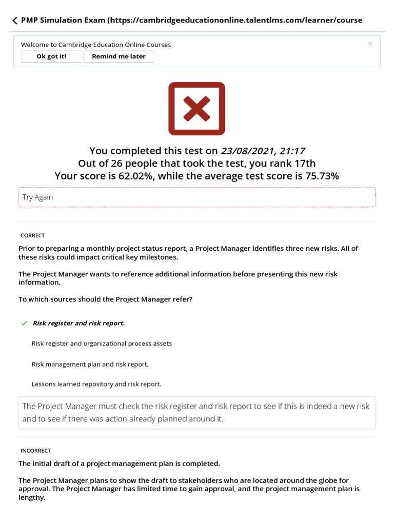 PMP Simulation Exam Prep | PDF | Risk | Project Management