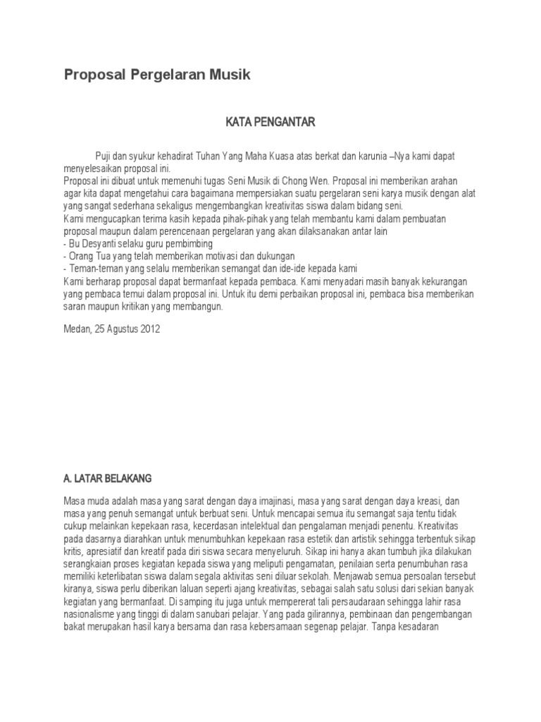 Proposal Pergelaran Musik | PDF | Seni
