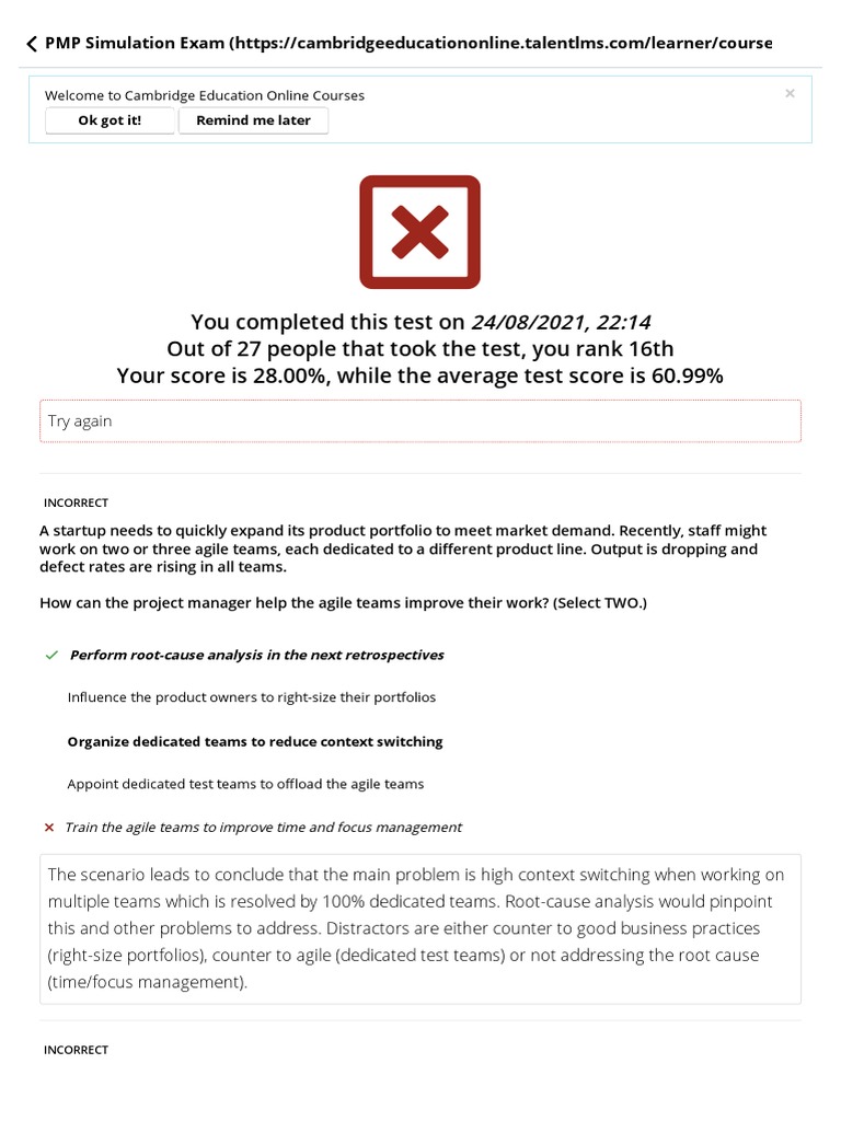 PMP Simulation Exam - PMP - Agile Questions | PDF | Scrum (Software ...