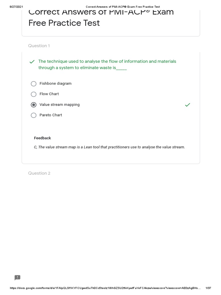 Correct Answers of PMI-ACP® Exam Free Practice Test | PDF | Scrum ...