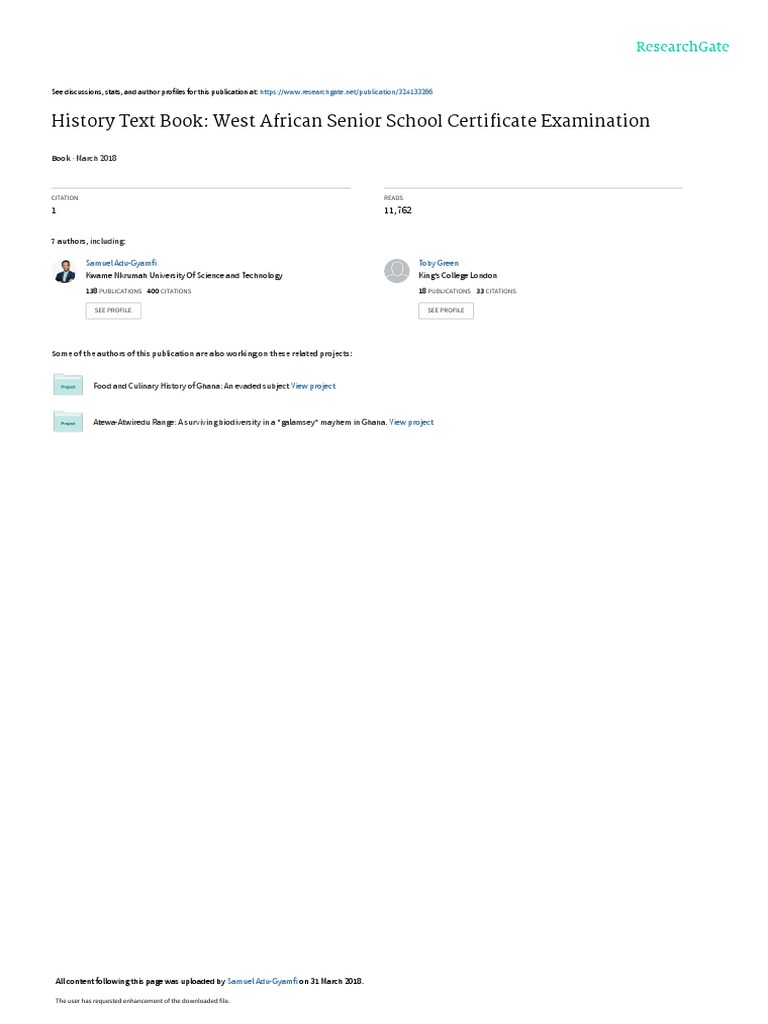 Wassce History Textbook | PDF | Archaeology | Primary Sources