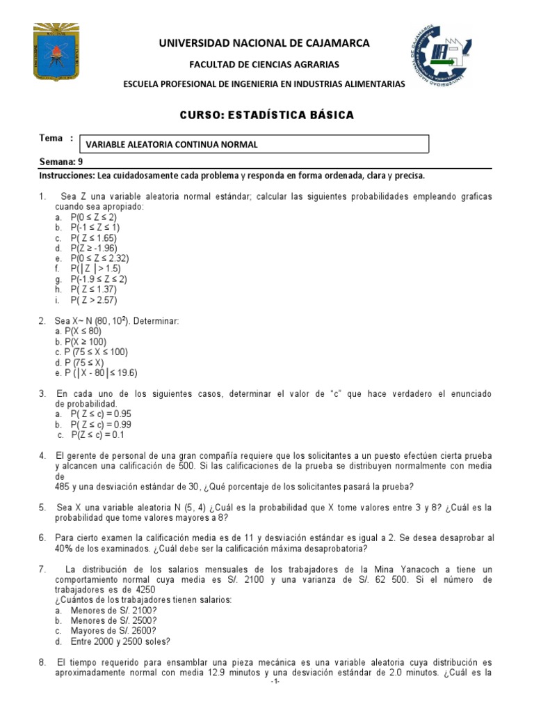 Práctica Dirigida 05 | PDF | Desviación Estándar | Distribución normal
