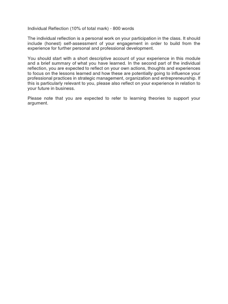 Individual Reflection IOS | PDF | Career & Growth | Business