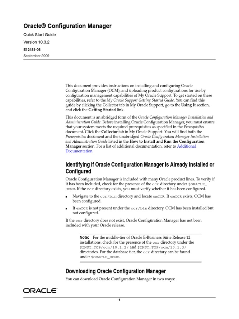 Oracle Configuration Manager | PDF | Accessibility | World Wide Web