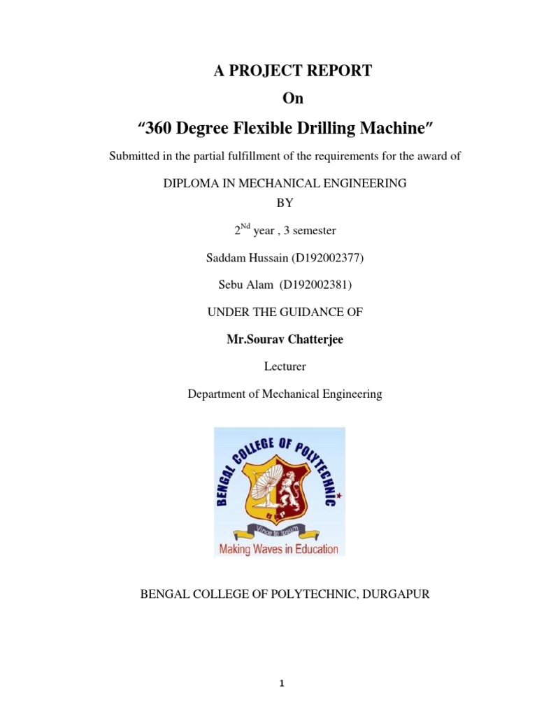 360 Degree Flexible Drilling Machine Report | PDF | Drilling | Drill