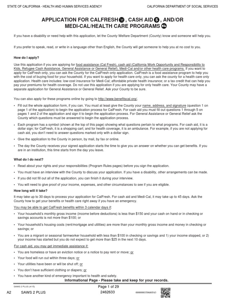 Application For CalFresh, Cash Aid, and - or Medi-Cal - Health Care ...
