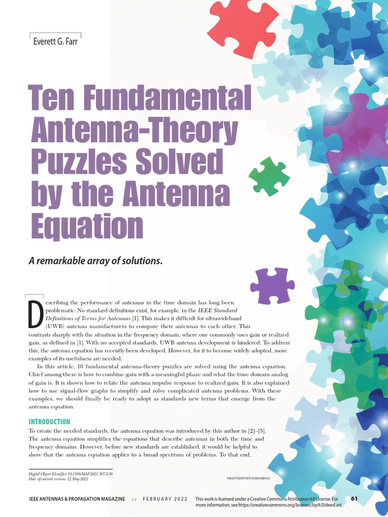 Ten Fundamental Antenna-Theory Puzzles Solved by The Antenna Equation A ...