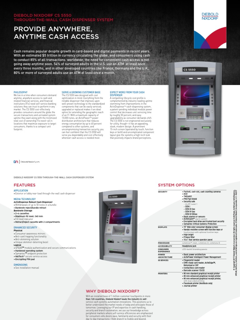 DN ProductCard CS5550 A4 Landscape FA US | PDF | Automated Teller Machine | Cash
