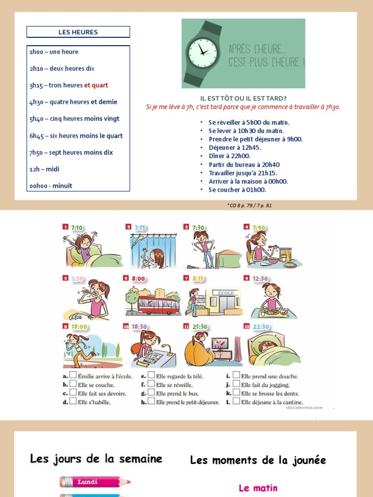 Les Heures - Moments de La Journée - Mois - Semaine | PDF