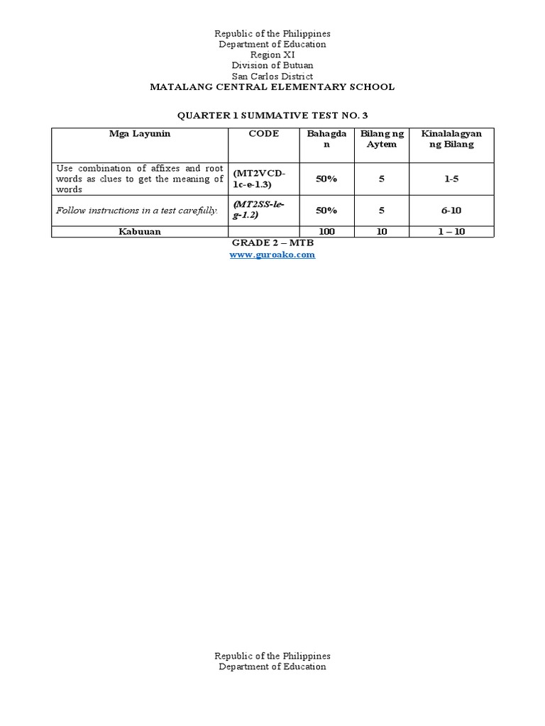 Q1 St 3 Gr 2 Mtb With Tos Pdf