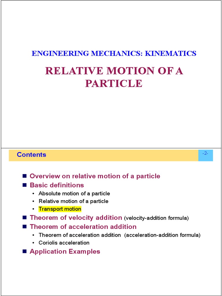 DH - Ch4-1 Relative Motion of A Particle - 4x3 | PDF | Kinematics | Velocity