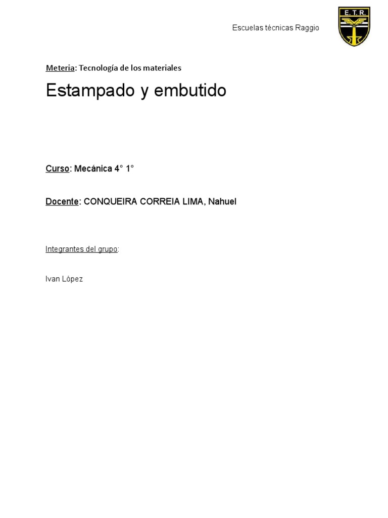 Estampado y Embutido | PDF | Acero | Rieles