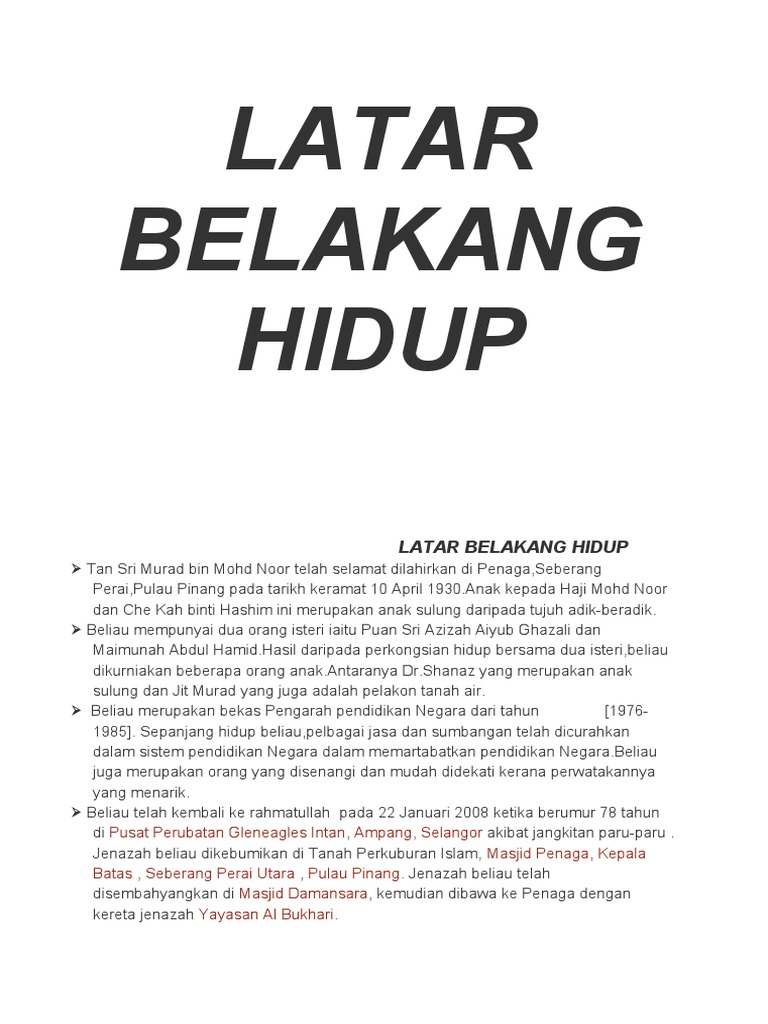 Latar Belakang Hidup | PDF