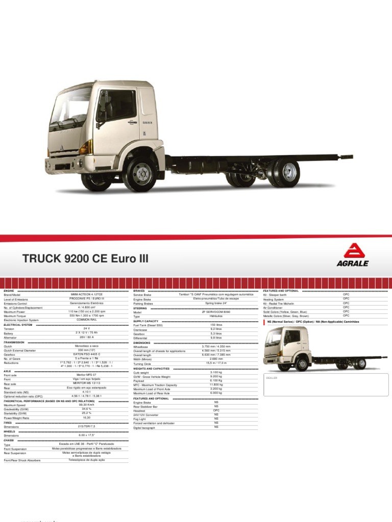 Trucks Light Truck Agrale 9200 Ce Euro III 2 | PDF | Car Body Styles | Wheeled Vehicles