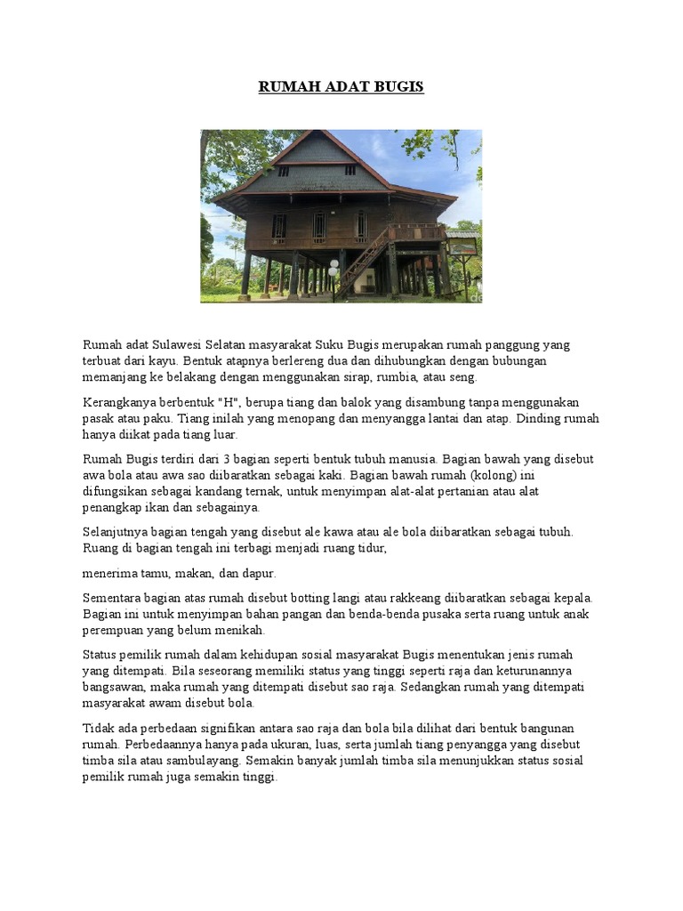 Rumah Adat Bugis | PDF