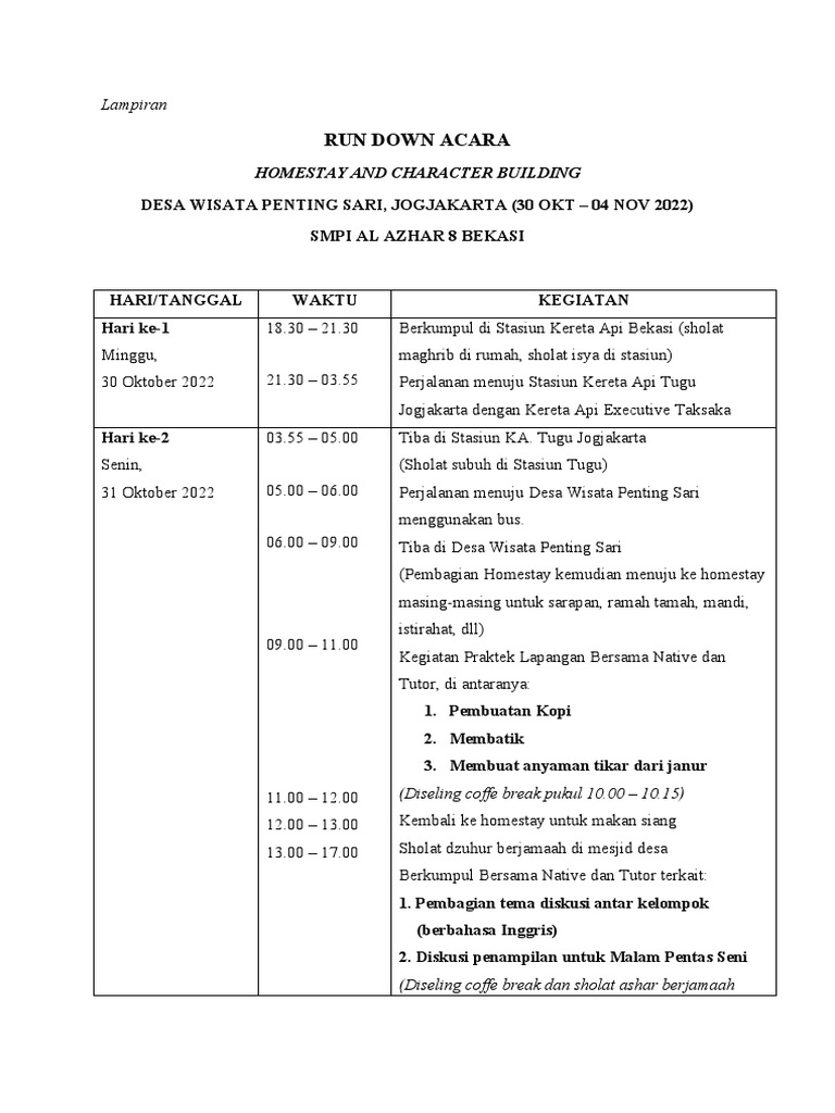 Run Down Acara | PDF