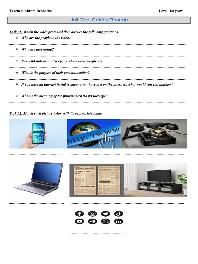 Handout - Unit Introduction & Project Anouncement - Getting Through ...