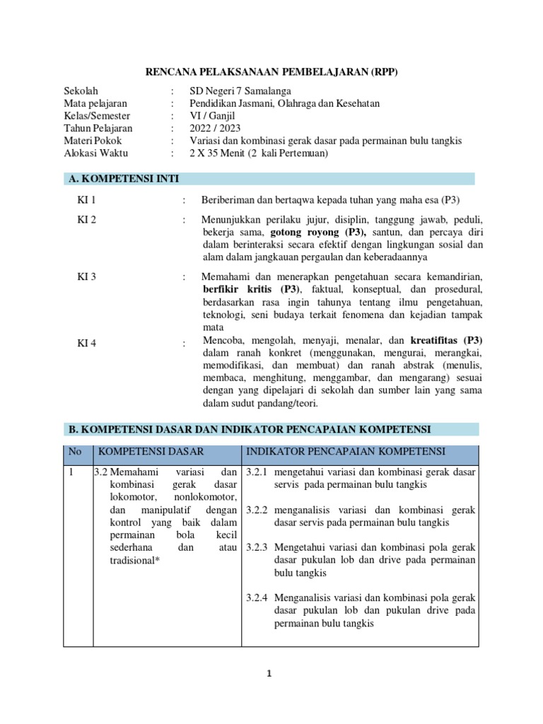 OKEE RPP BULU TANGKIS SD PBL - Compressed | PDF