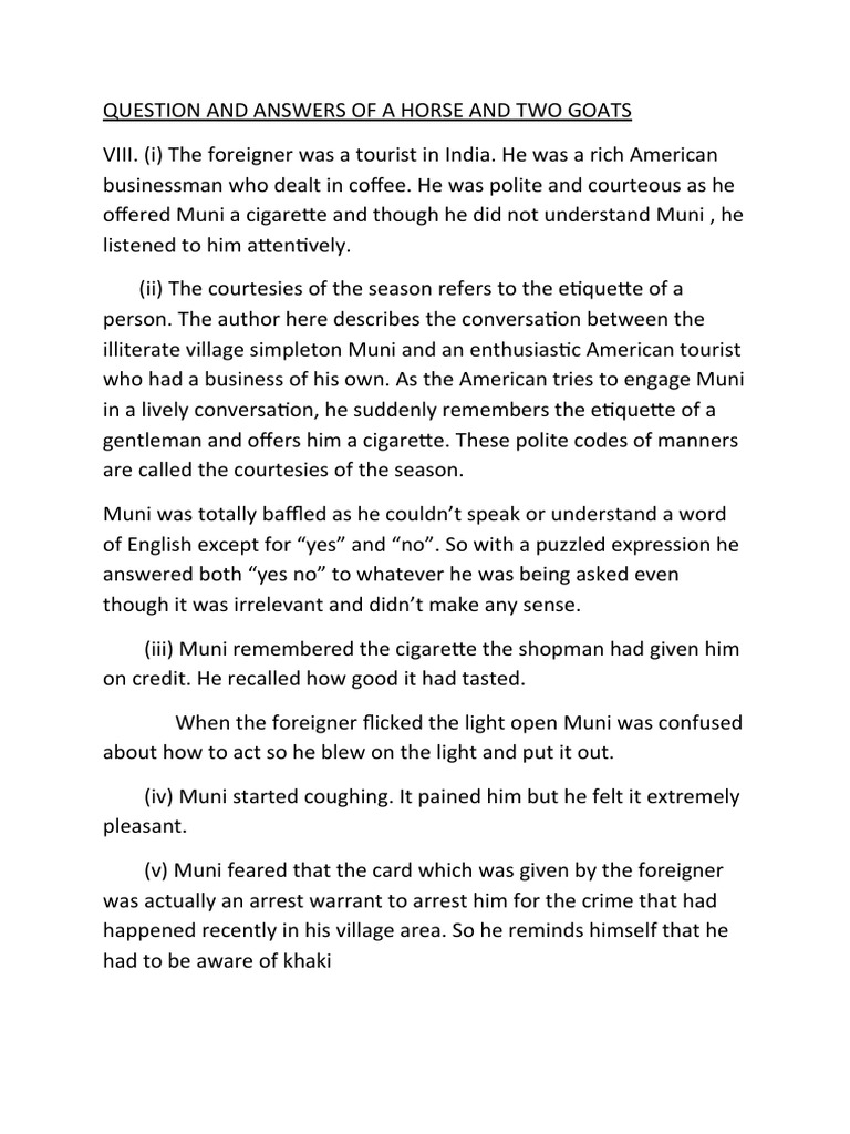 A Horse and Two Goats | PDF