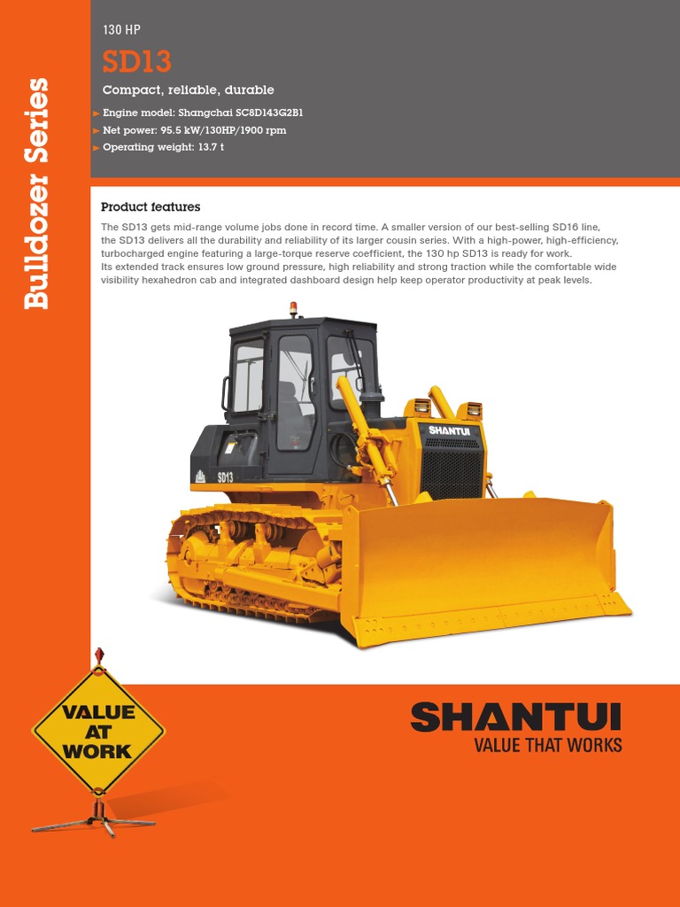 Shantui Bulldozer SD13 | PDF | Horsepower | Gear
