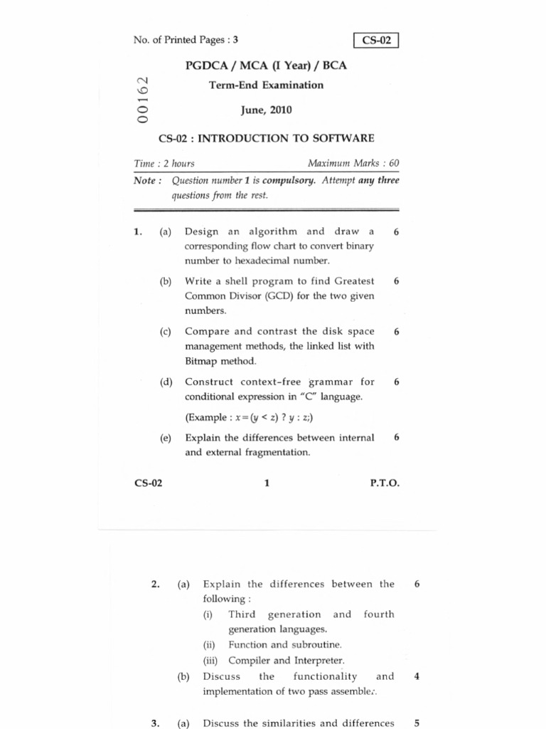 Software Concepts and Algorithms Exam Guide | PDF