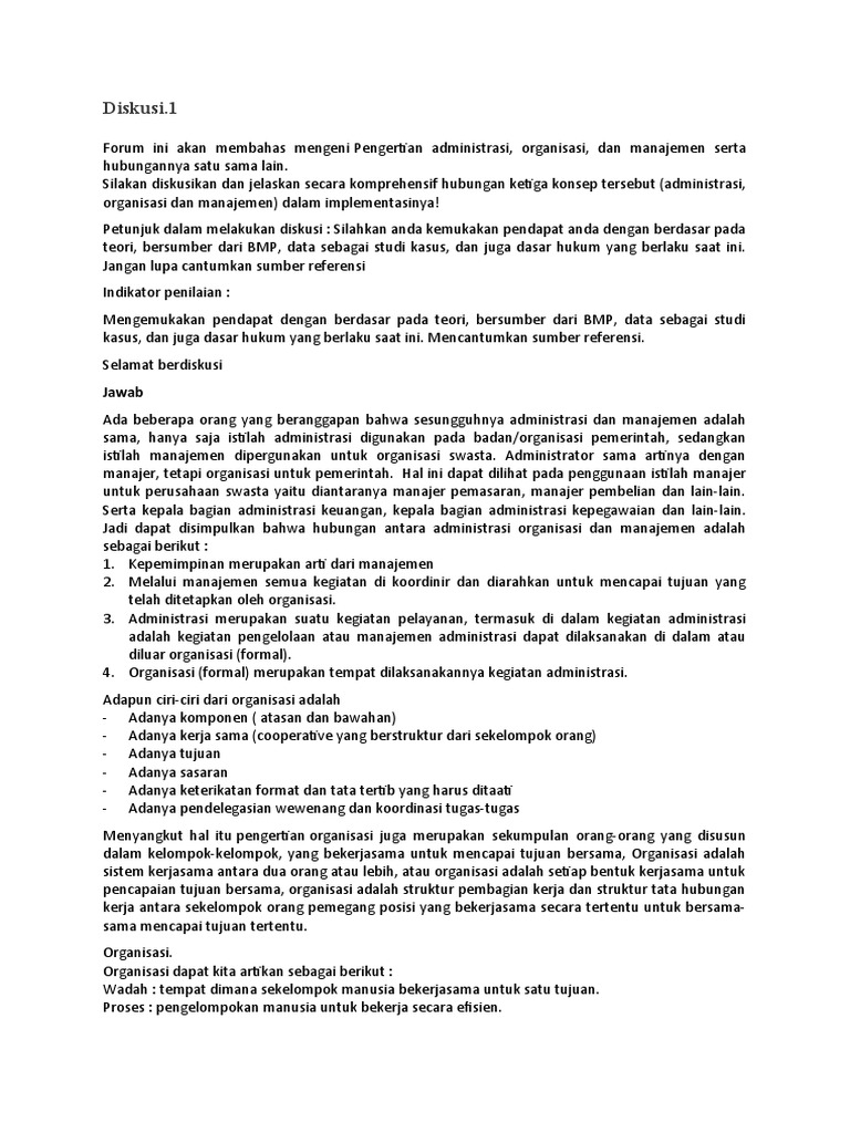 Hubungan Administrasi, Organisasi, Manajemen | PDF