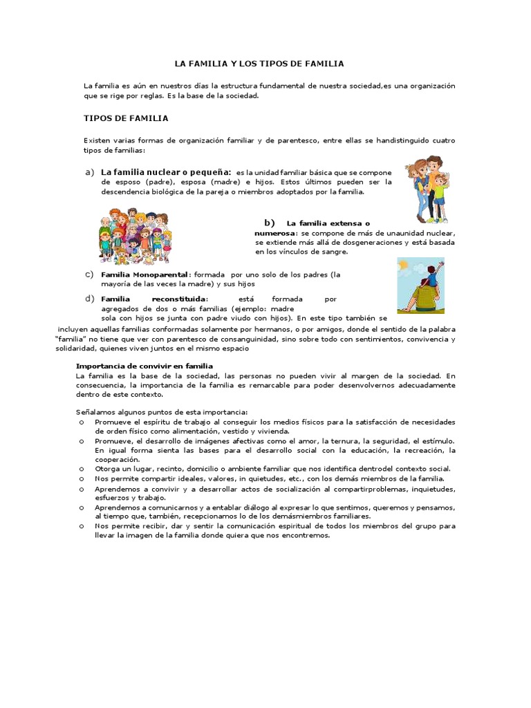 La Familia y Los Tipos de Familia | PDF | Familia | Instituciones sociales