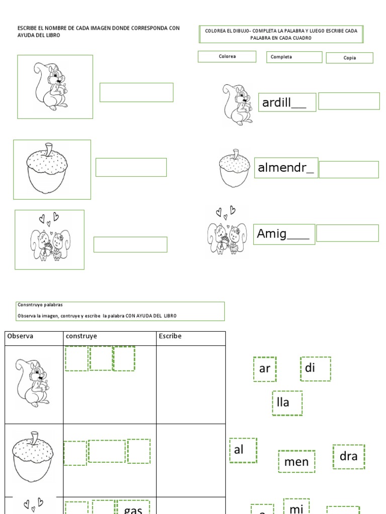 Banco de Palabras Ardilla | PDF