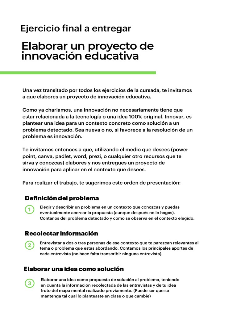 Diseño Del Proyecto Final de Entrega | PDF | Creatividad | Innovación