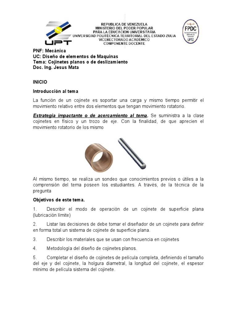 Clase Cojinetes De Deslizamiento Pdf Rodamiento Mecánico