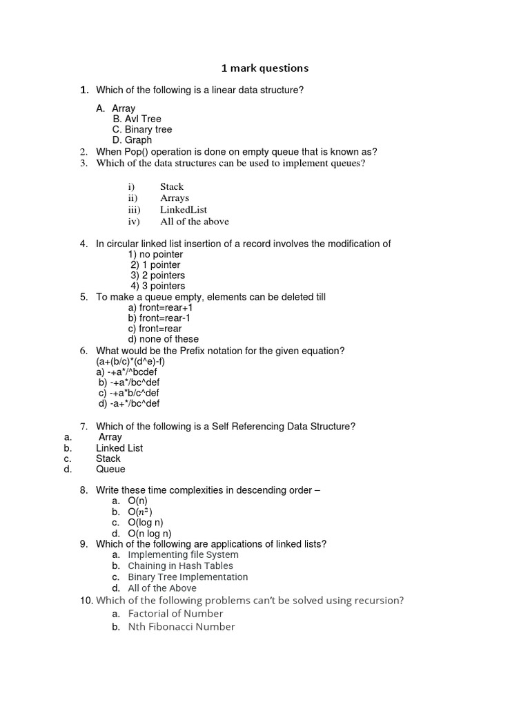 DSA CA3 Questionaire 2nd Year CSE A | PDF | Matrix (Mathematics) | Queue (Abstract Data Type)