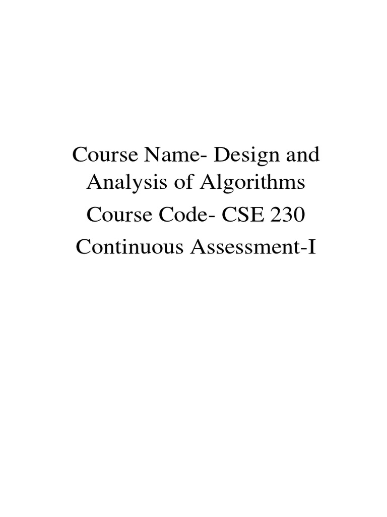 Daa Ca1 | Download Free PDF | Algorithms And Data Structures | Theoretical Computer Science