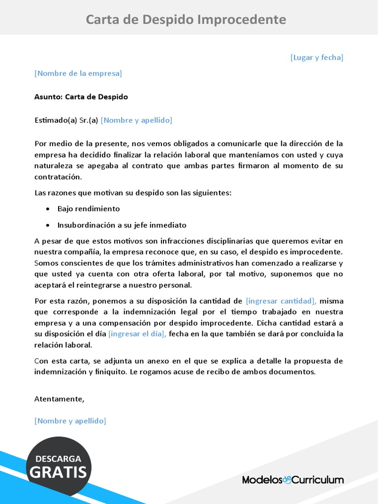 19 Modelo Carta de Despido Improcedente | PDF