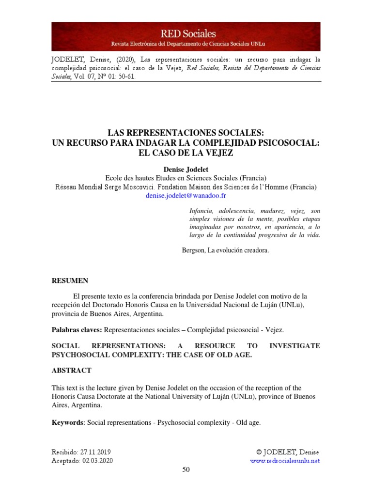 Las Representaciones Sociales. | PDF | Pensamiento | Sicología