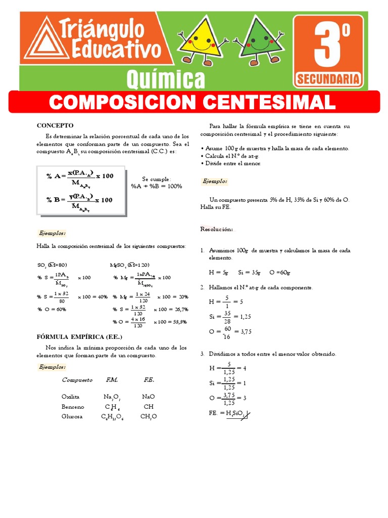 Ejercicios de Composición Centesimal | PDF | Química | Moléculas