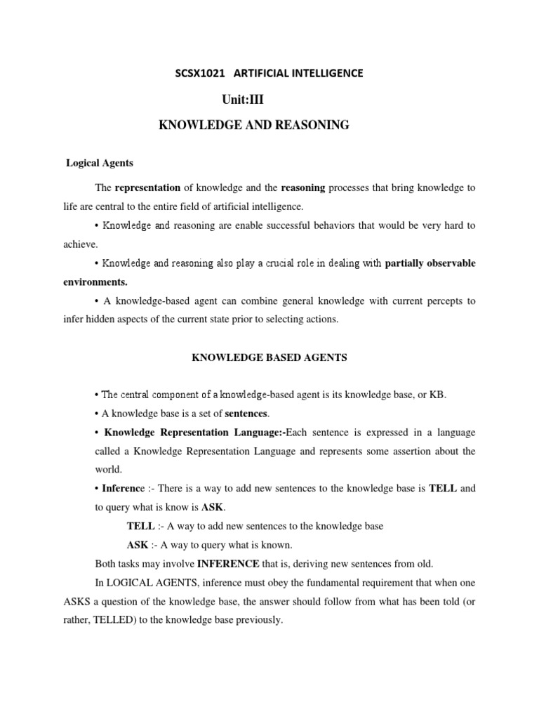 Scsa1702 - Ai - Unit III | PDF | Interpretation (Logic) | First Order Logic