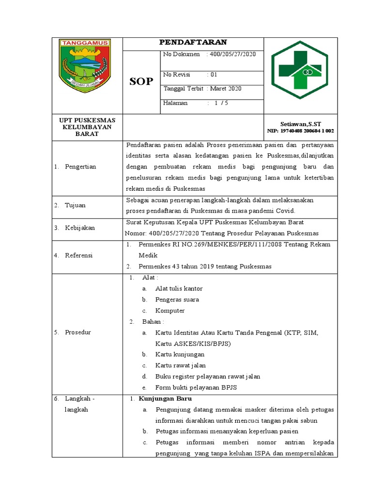 Sop Pendaftaran | PDF