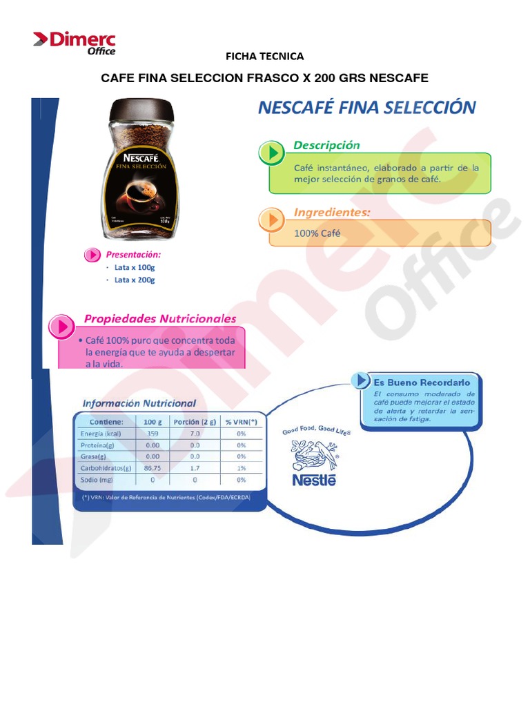Ficha Tecnica de Nescafe | PDF