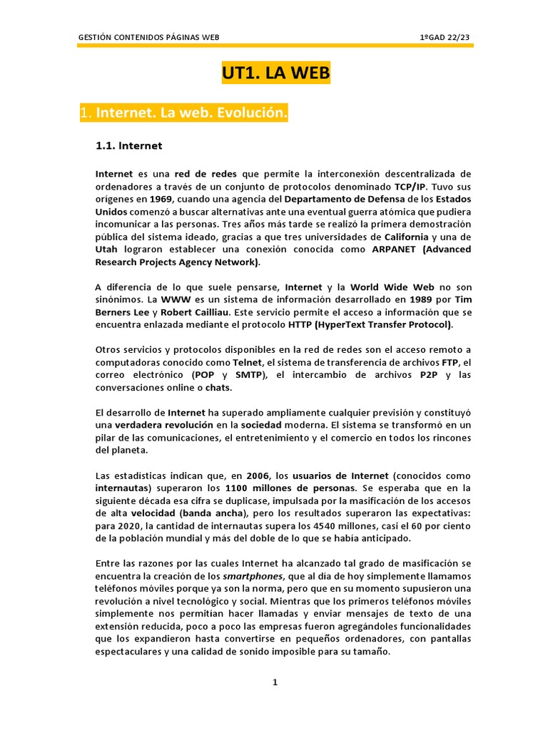 Ut1 La Web. Conceptos Generales. Aplicaciones y Servicios | Descargar ...