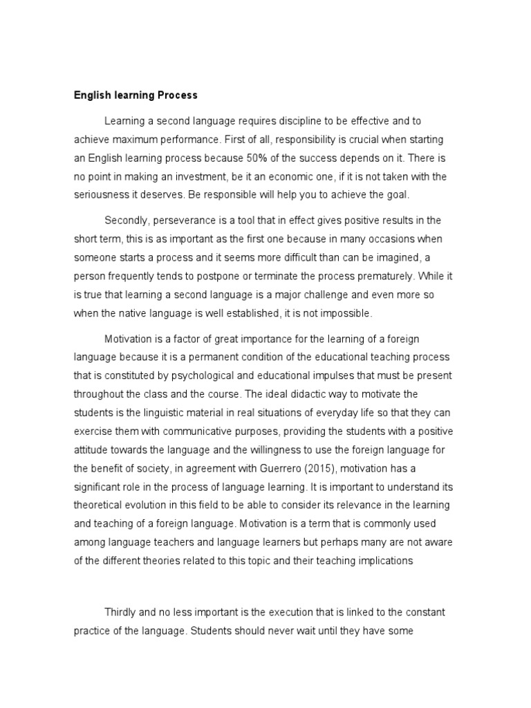 English Learning Process | PDF | Second Language Acquisition | Second ...