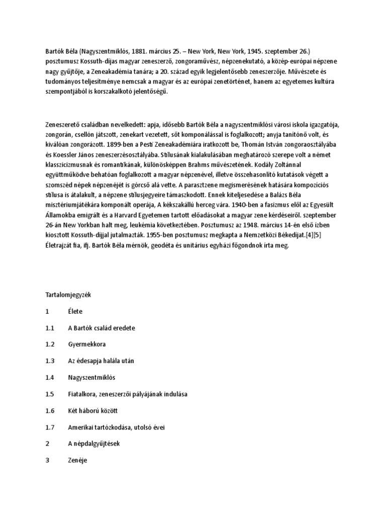 Bartók Béla | PDF