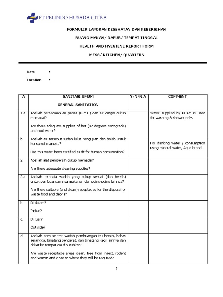 Form Inspeksi Kantin PT PMS | PDF