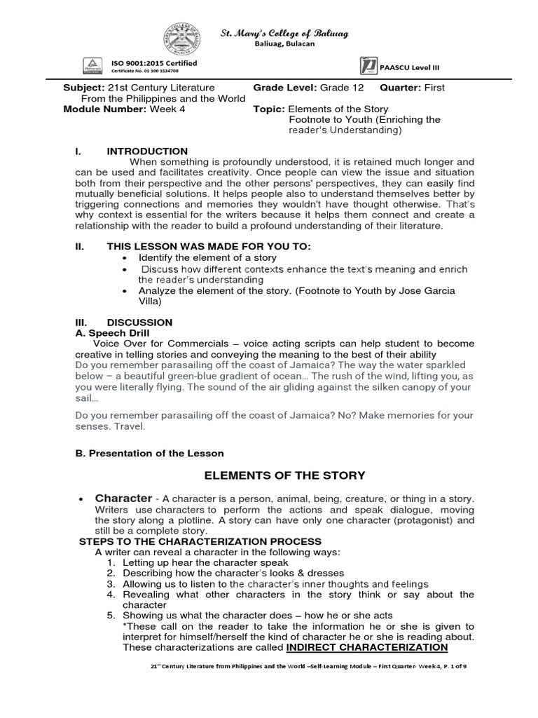 MODULE 4 GRADE 12 Literature | PDF | Narration | Plot (Narrative)