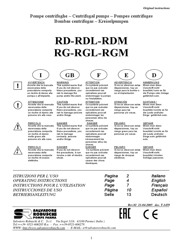 Robuschi RDL Manual | PDF