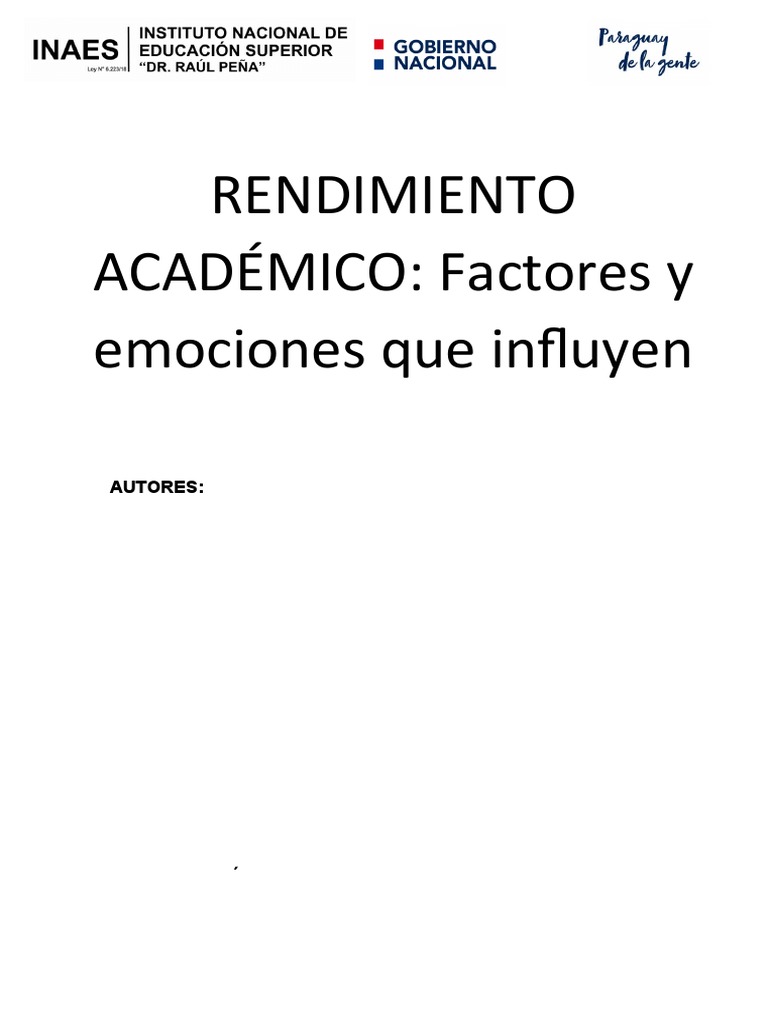 Rendimiento Académico Factores y Emociones Que Influyen | PDF | Aprendizaje | Método de enseñanza