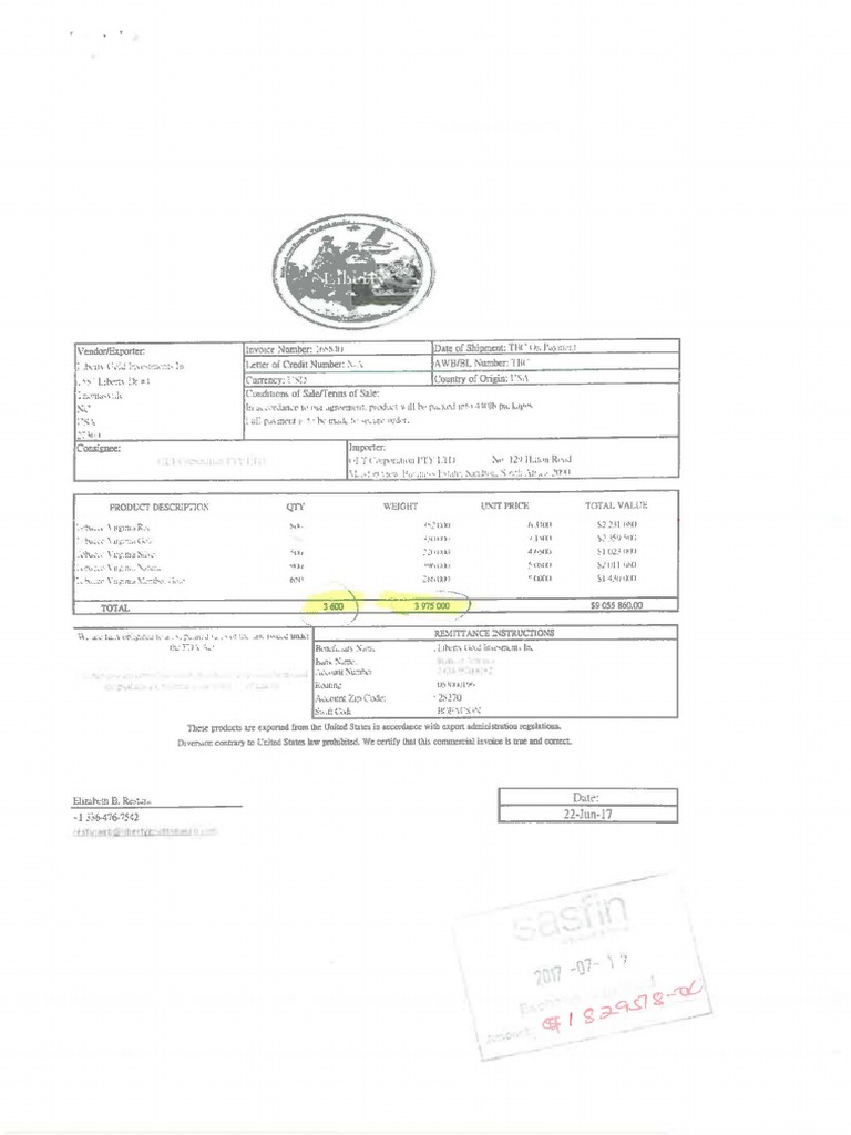 Liberty Gold Investments Invoices | PDF