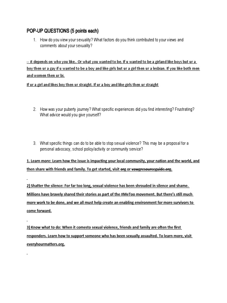 POP-UP QUESTIONS (5 Points Each) | Download Free PDF | Social ...