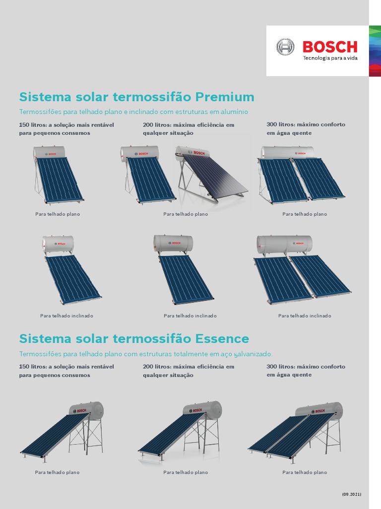 BOSCH Monofolha Solar Termossifes 2021 | PDF | Teto